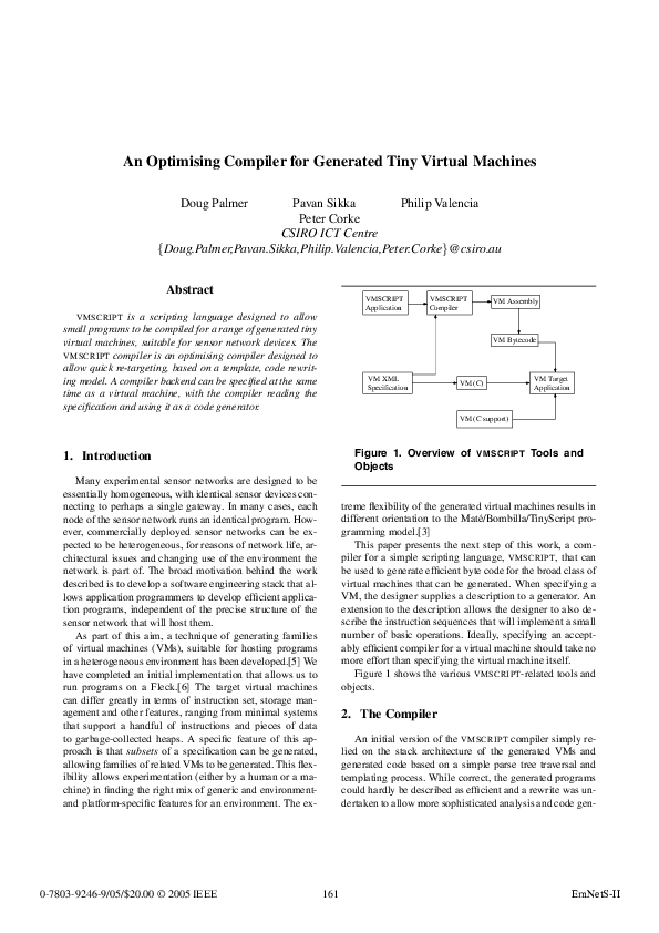 Pdf An Optimising Compiler For Generated Tiny Virtual Machines 