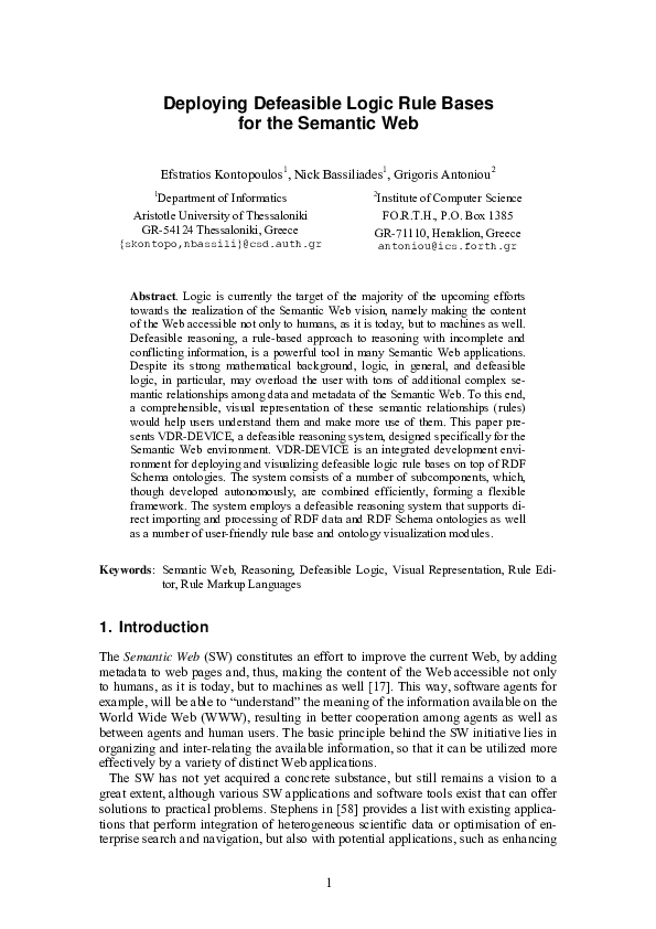 Pdf Deploying Defeasible Logic Rule Bases For The Semantic Web