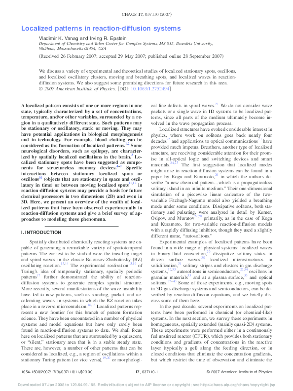 (PDF) Localized Patterns In Reaction-Diffusion Systems