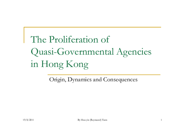 (PDF) The Proliferation of Quasi-Governmental Agencies in Hong Kong ...