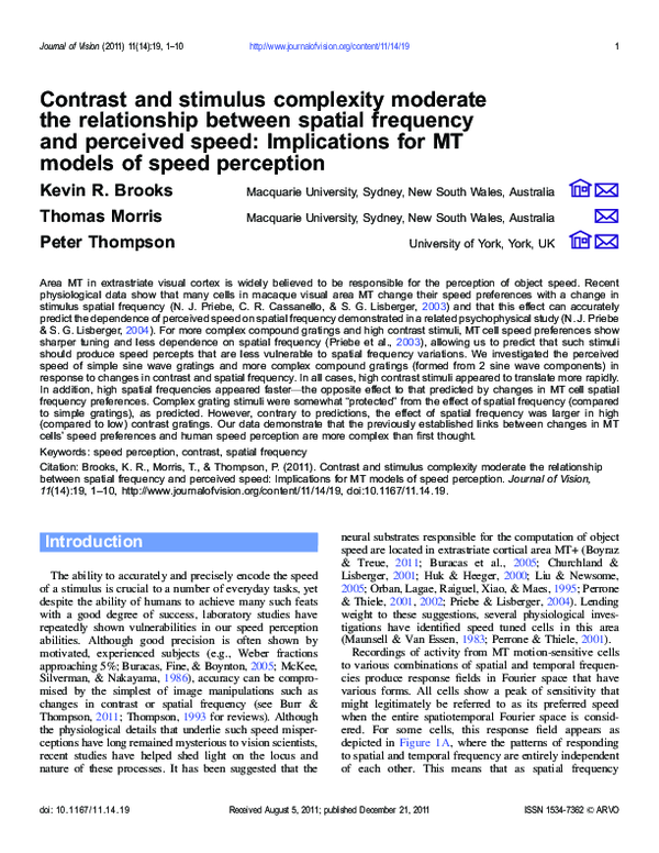 (PDF) Contrast and stimulus complexity moderate the relationship between spatial frequency and ...