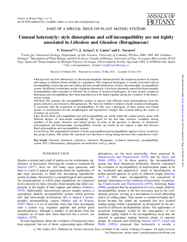 (PDF) Unusual heterostyly: style dimorphism and self-incompatibility ...