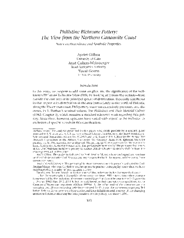 (PDF) Philistine Bichrome Pottery: The View From the Northern Canaanite ...