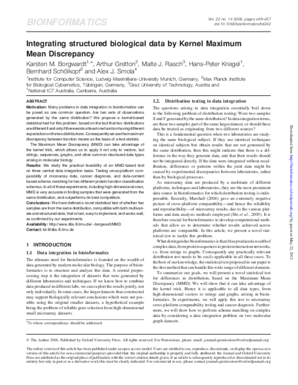 (PDF) Integrating Structured Biological Data by Kernel Maximum Mean Discrepancy