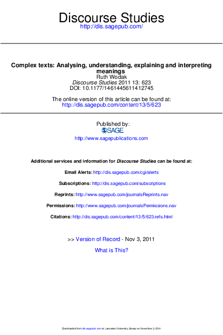 (PDF) Complex Texts: Analyzing, understanding, explaining and ...