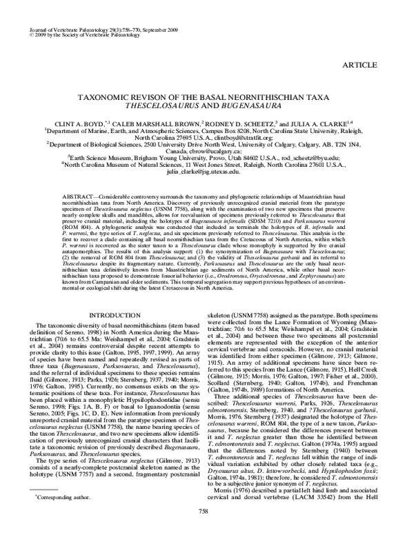 (PDF) Taxonomic Revison of the Basal Neornithischian Taxa ...