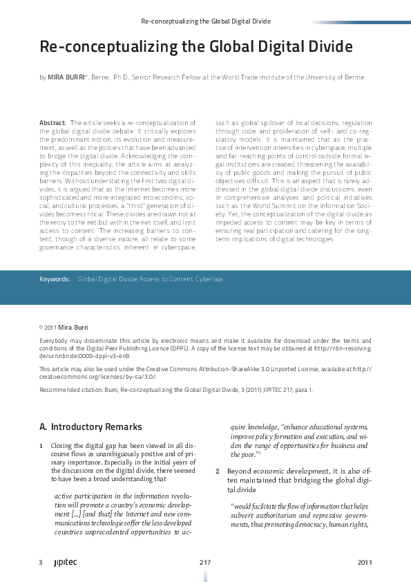 (PDF) Re-Conceptualizing the Global Digital Divide