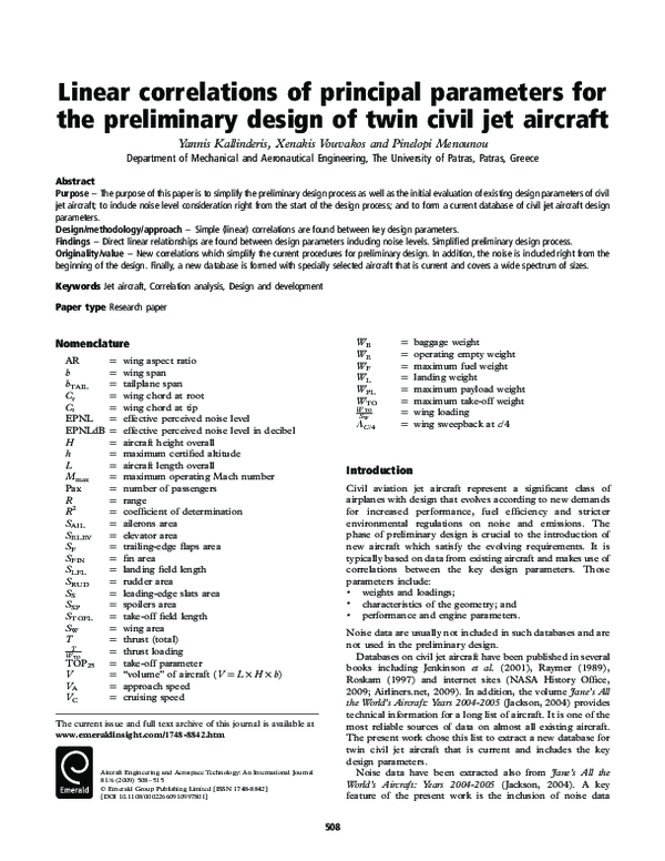 (PDF) Linear correlations of principal parameters for the preliminary ...