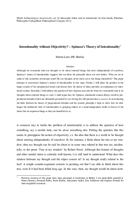 (PDF) Spinoza on Intentionality