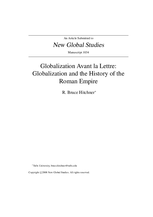 (PDF) Globalization Avant la Lettre: Globalization and the History of ...