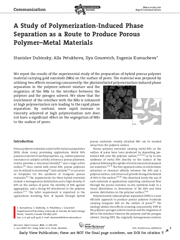 (PDF) A Study of Polymerization-Induced Phase Separation As a Route to ...