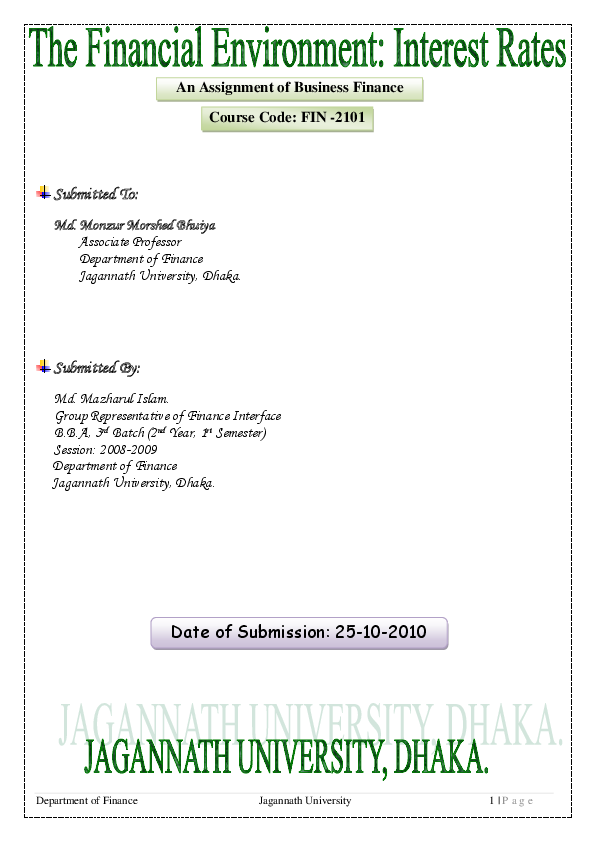 (PDF) Financial Environment Interest rate