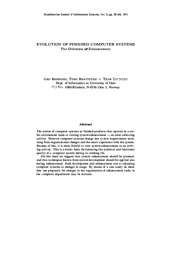 (PDF) EVOLUTION OF FINISHED COMPUTER SYSTEMS