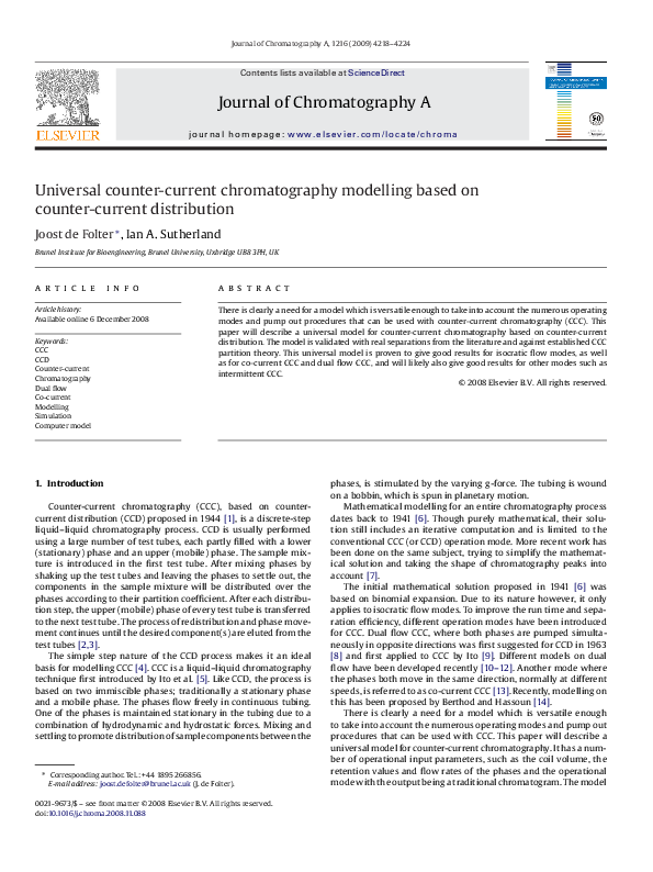 (PDF) Universal counter-current chromatography modelling based on ...