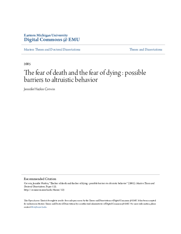 (PDF) The fear of death and the fear of dying: possible barriers to ...