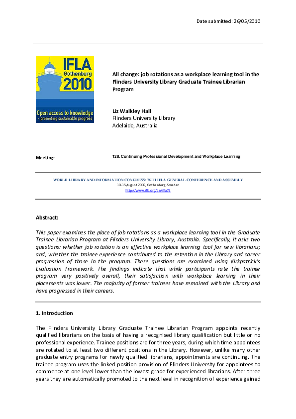 (PDF) All change: job rotations as a workplace learning tool in the ...