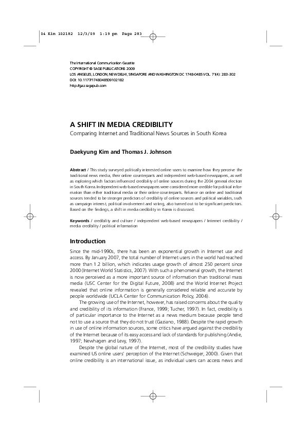 Pdf A Shift In Media Credibility