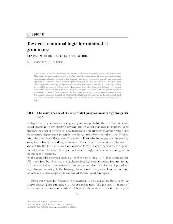 Towards a minimal logic for minimalist grammars