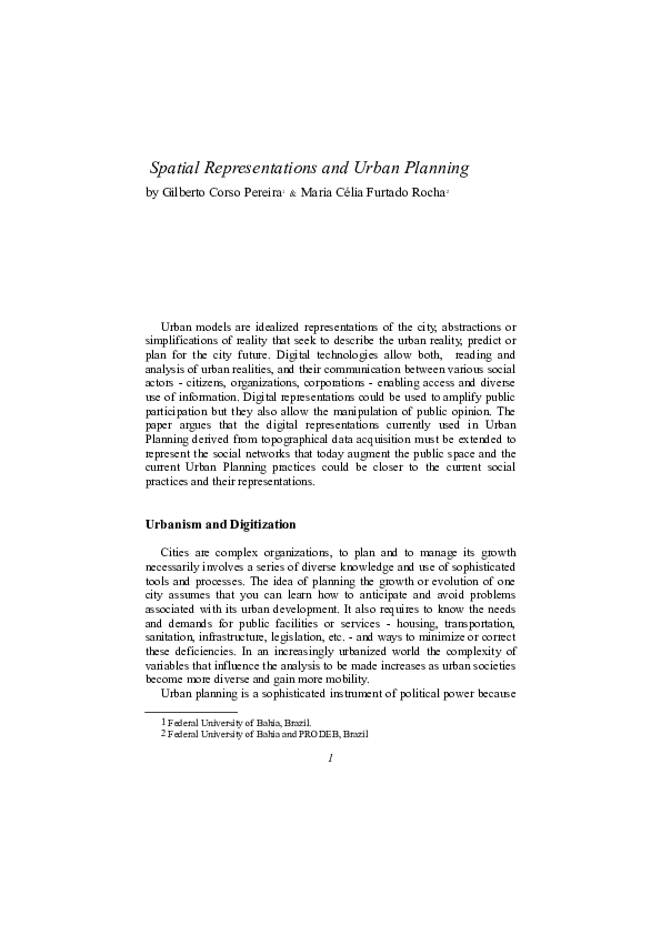 (PDF) Spatial Representations and Urban Planning