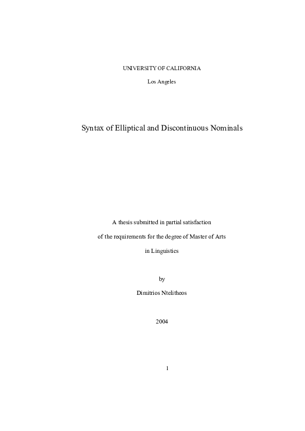 (PDF) Syntax of elliptical and discontinuous nominals