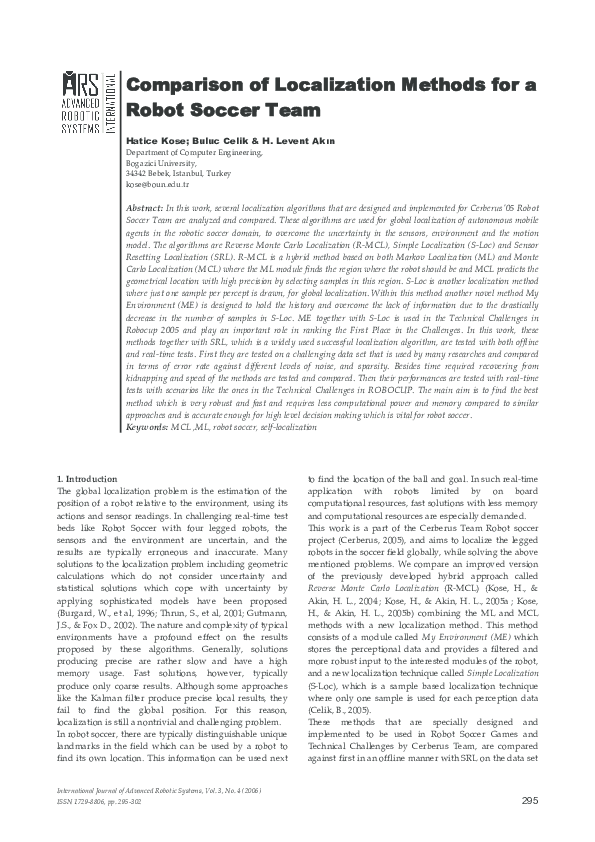 (PDF) Comparison of Localization Methods for a Robot Soccer Team ...