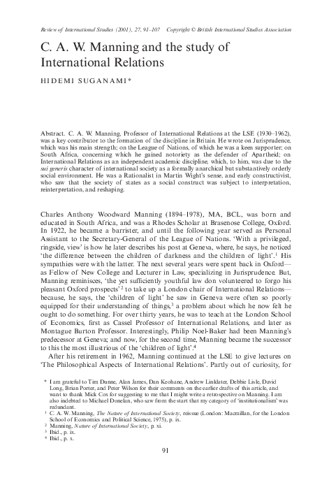 (PDF) CAW Manning and the study of International Relations