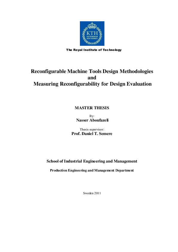 Pdf Reconfigurable Machine Tools Design Methodologies And Measuring