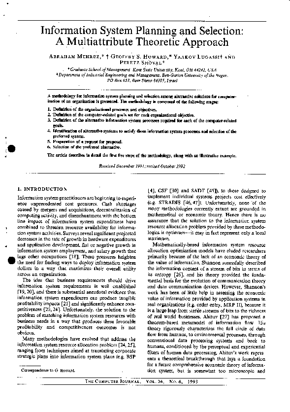 (PDF) Information system planning and selection: a multi-attribute ... (PDF) Information system planning and selection: a multi-attribute ...