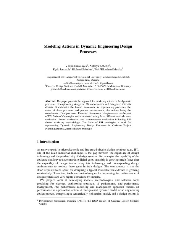 (PDF) Modeling Actions in Dynamic Engineering Design Processes