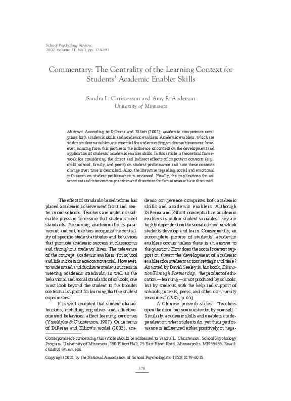 (PDF) Commentary: The Centrality of the Learning Context for Students ...