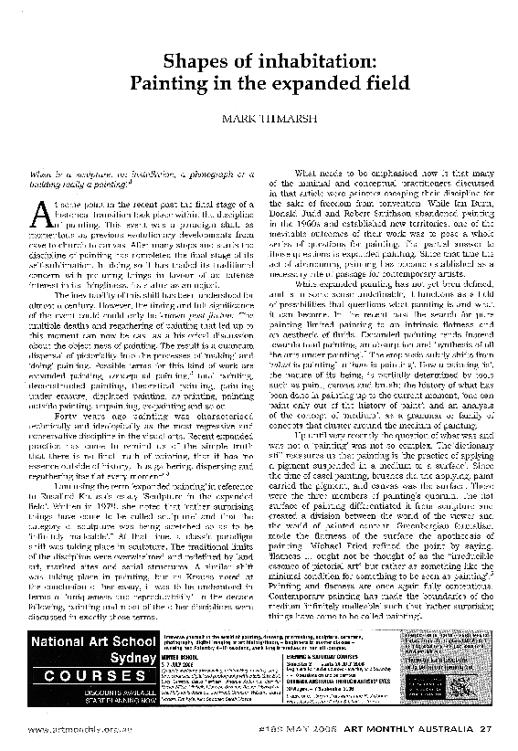 (PDF) Shapes of inhabitation: Painting in the expanded field