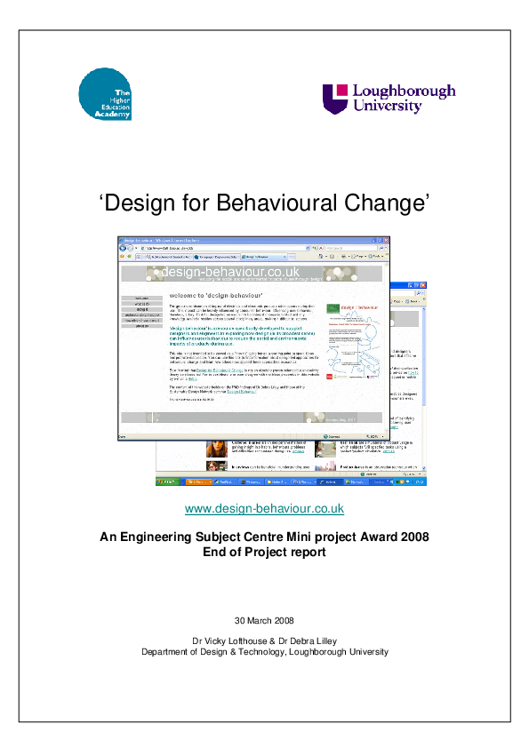(PDF) Design for Behavioural Change