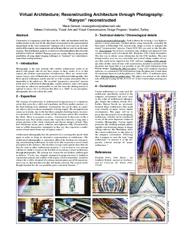 (PDF) Virtual Architecture; Reconstructing Architecture through Photography: “Kanyon” reconstructed