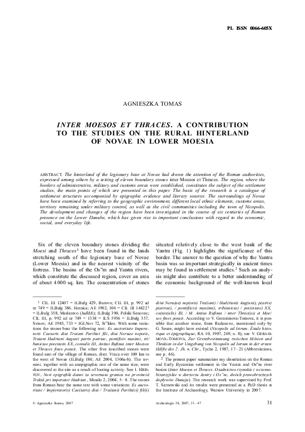 (PDF) Economic role of the Roman army in the province of Lower Moesia ...