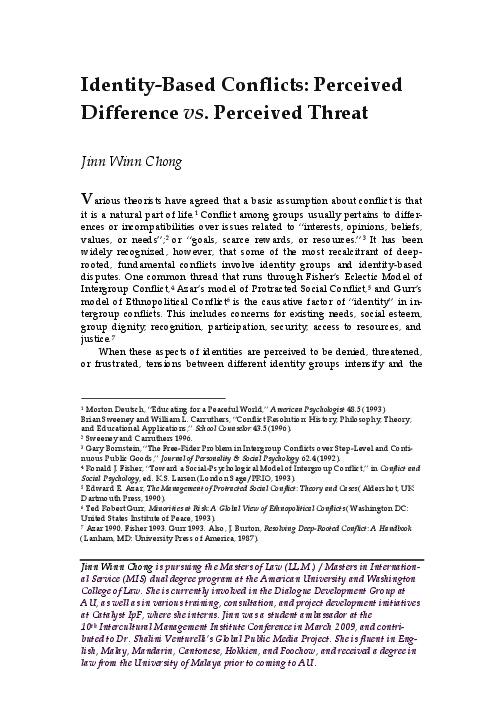 (PDF) The Politics of Identity in Identity Based Conflicts: Perceived ...