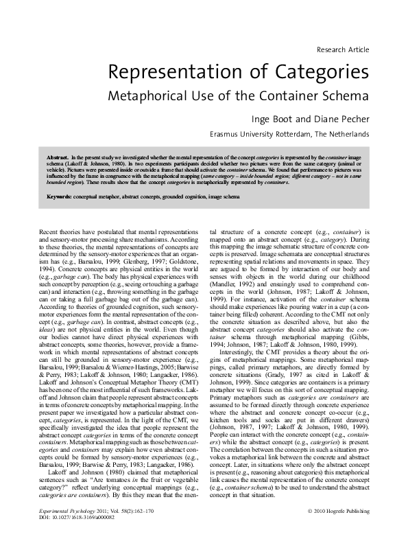 (PDF) Representation of categories: Metaphorical use of the container ...