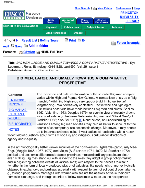 (PDF) Big men large and small: toward a comparative perspective