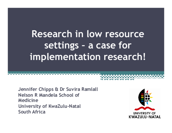 (PDF) Research in low resource settings–a case for implementation research!