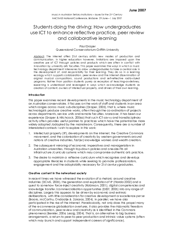 (PDF) Students doing the driving: How undergraduates use ICT to enhance ...