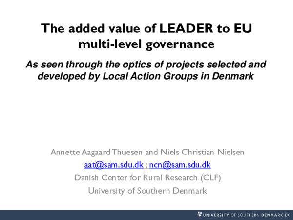 (PDF) The added value of LEADER to EU multi-level governance