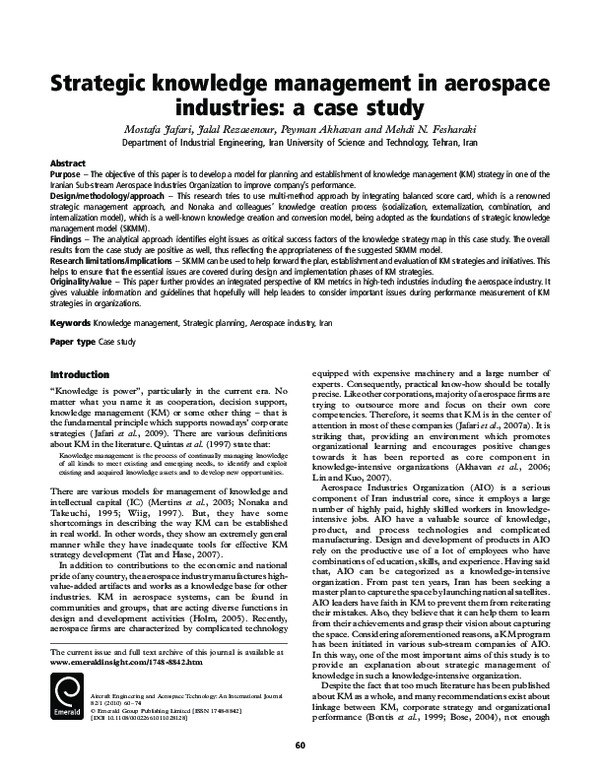 (PDF) Strategic Knowledge Management In Aerospace Industries: a Case Study