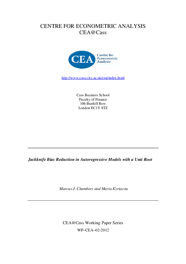 Pdf Jackknife Bias Reduction In Autoregressive Models With A Unit Root