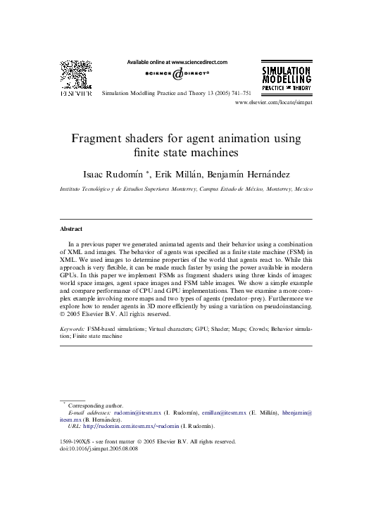 (PDF) Fragment Shaders for Agent Animation Using Finite State Machines
