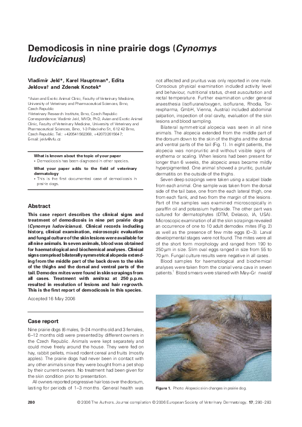 (PDF) Demodicosis in nine prairie dogs (Cynomys ludovicianus)
