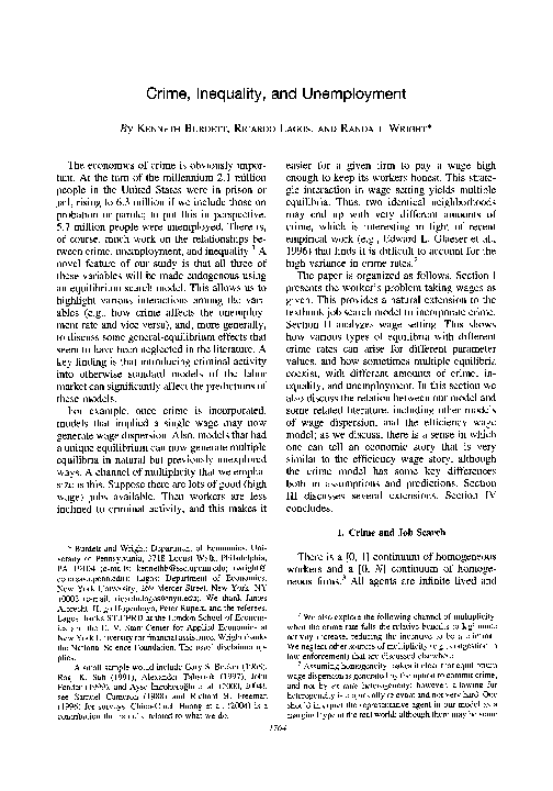 (PDF) Crime, Inequality, and Unemployment
