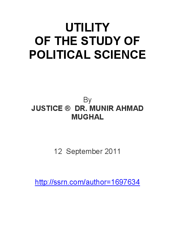 (PDF) Utility of Study of Political Science