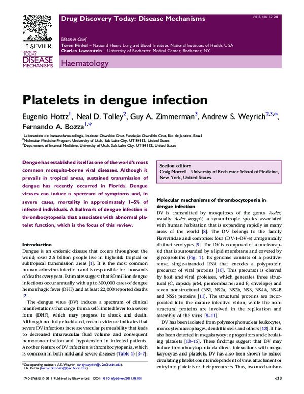 (PDF) Platelets in Dengue Infection
