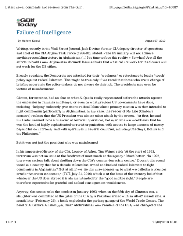 (PDF) Failure of Intelligence