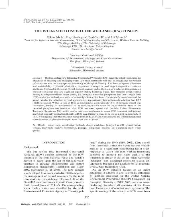 (PDF) THE INTEGRATED CONSTRUCTED WETLANDS (ICW) CONCEPT