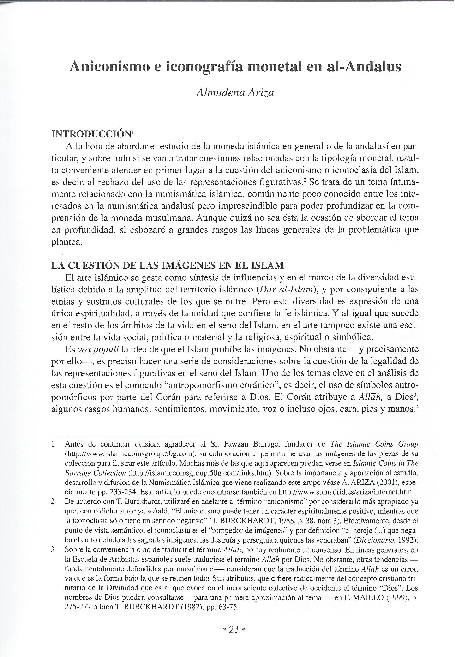 (PDF) Aniconismo e iconografía monetal en al-Andalus